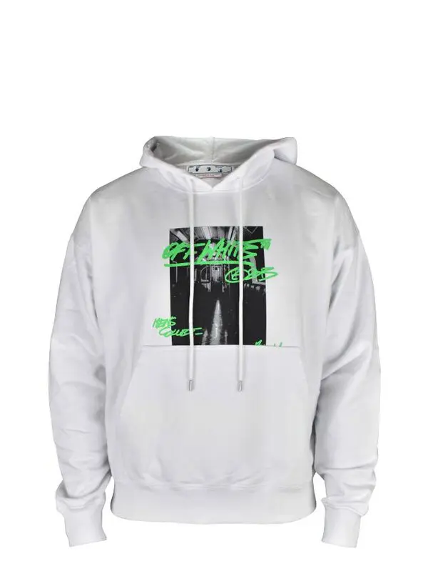 Off-White Graphic Print Cotton Hoodie - White