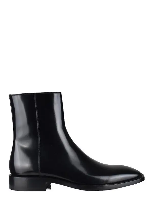 Balenciaga Patent Leather Square Toe Zip-up Ankle Boots - Black