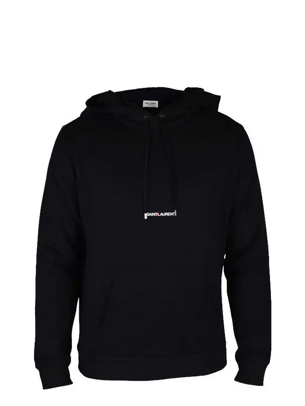 Saint Laurent Hooded Sweatshirt With Printed Logo - Black