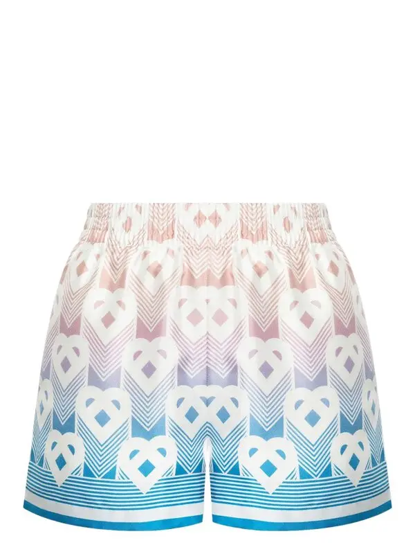 Casablanca Monogram Print Silk Shorts - Multicolor