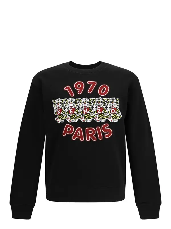 Kenzo Wild Tiger Embroidered Cotton Sweatshirt - Black