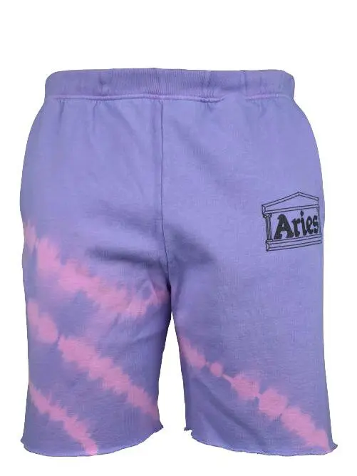 Aries Tie-dye Cotton Shorts With Logo Print - Purple