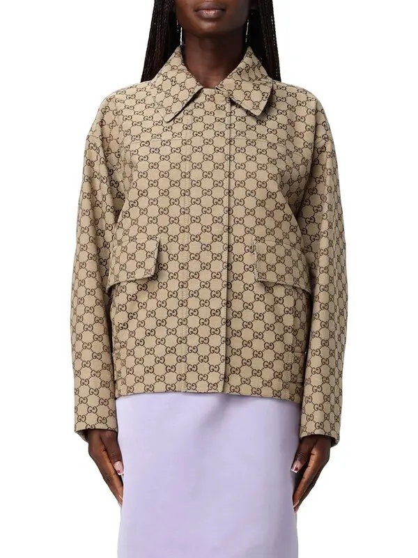 Gucci Monogrammed Cotton Blend Jacket - Brown