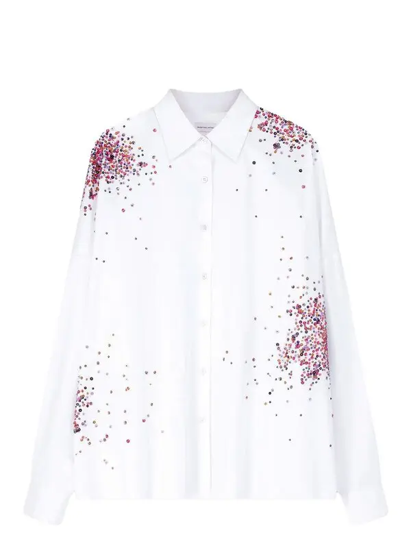 Dries Van Noten Casia Embellished Cotton Shirt - White