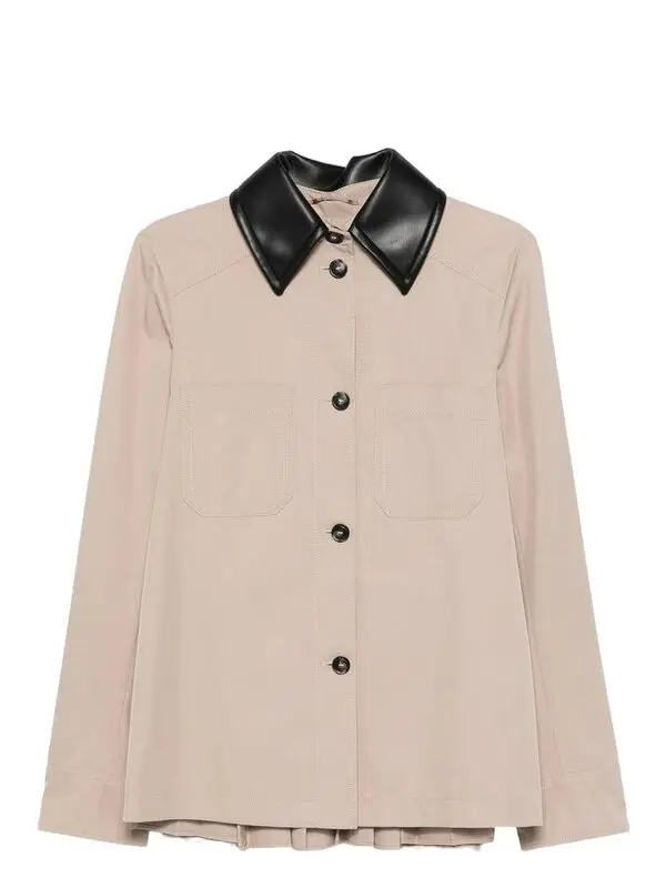 Sportmax Beige Contrasting Collar Jacket - Cream