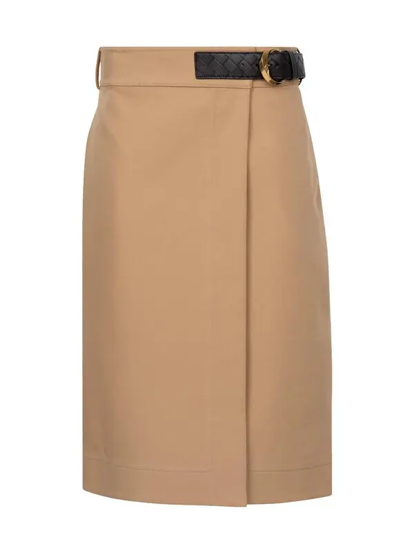 Bottega Veneta Double Cotton Canvas Belted Skirt - Multicolor
