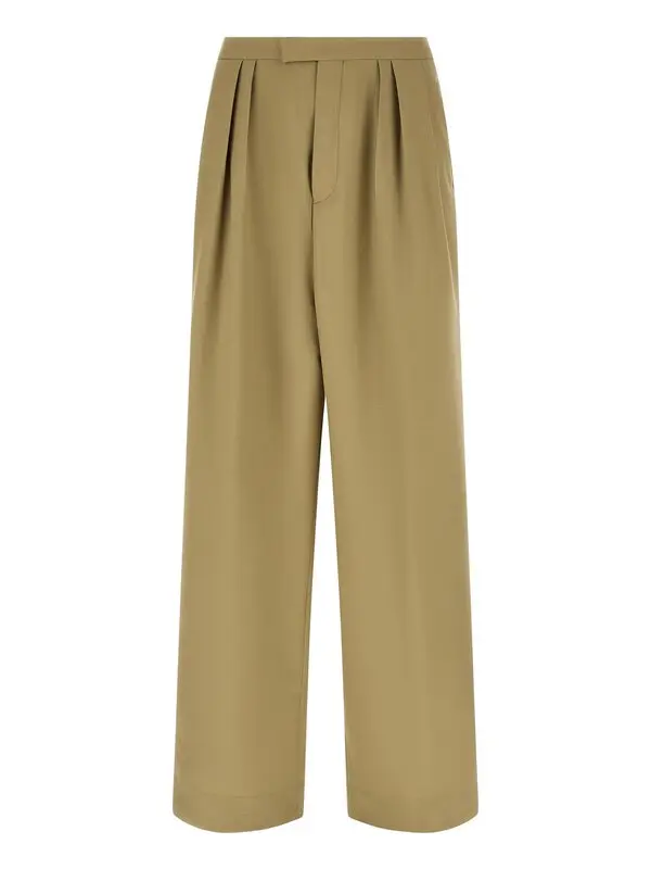 Dries Van Noten Preaches Bis" Pleated Wide-leg Wool And Mohair Blend Trousers - Green