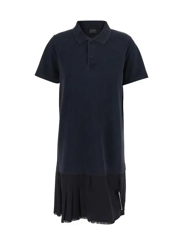 Balenciaga Layered Cotton Dress With Safety Pin Detail - Multicolor