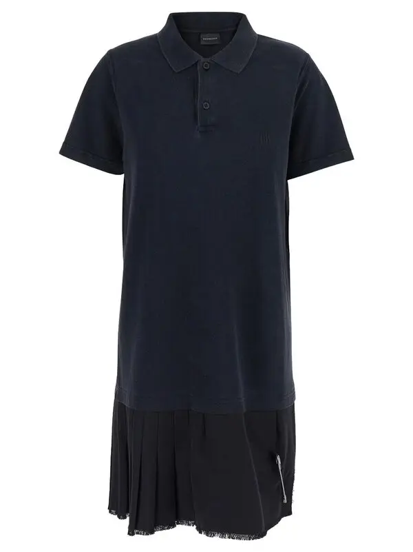Balenciaga Layered Cotton Dress With Safety Pin Detail - Multicolor