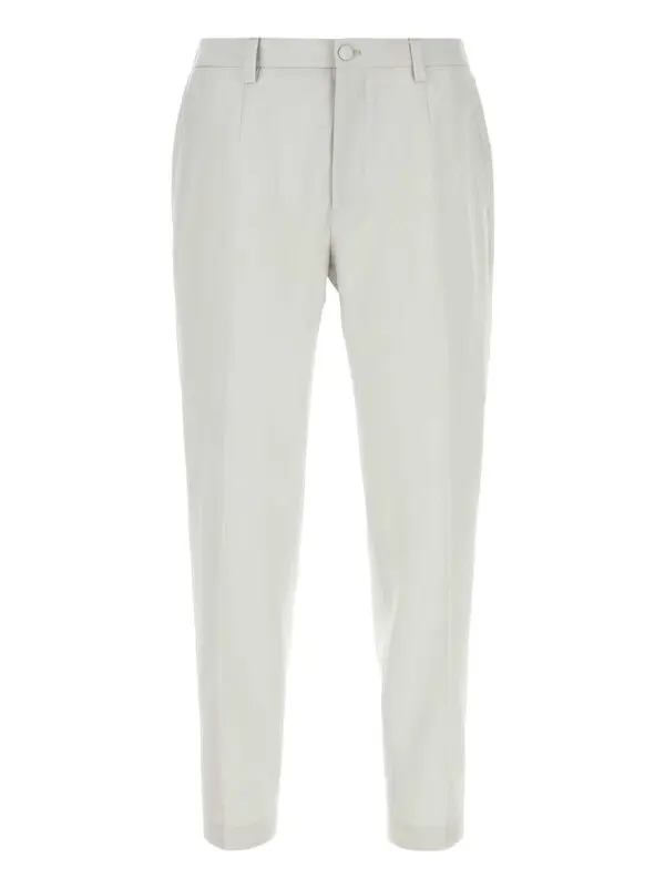 Dolce & Gabbana Chalk Wool Tailored Trousers - White
