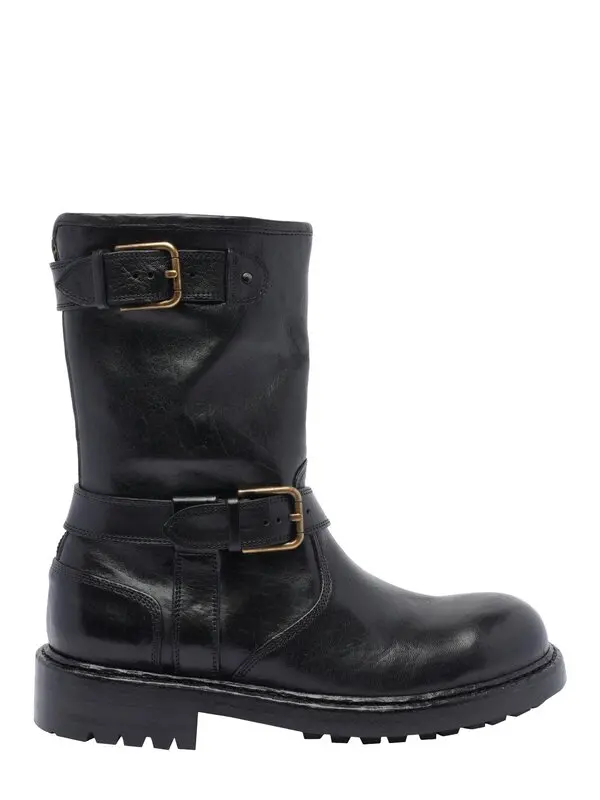 Dolce & Gabbana Leather Biker Boots - Black