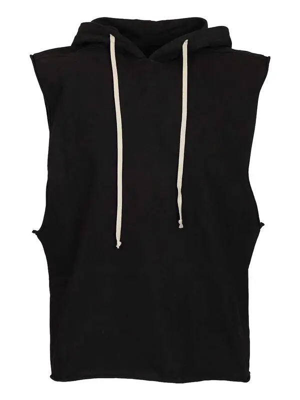 Rick Owens Cotton Jersey Vest With Hood - Black