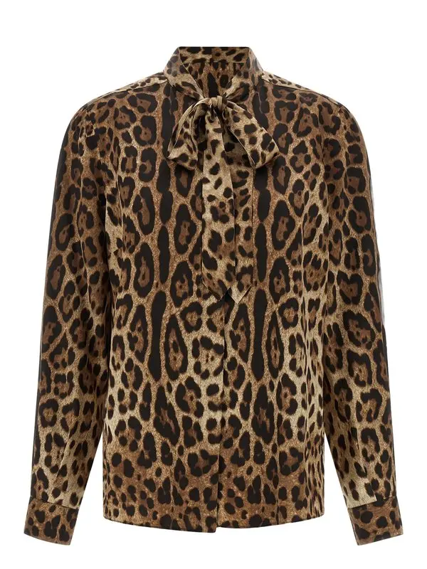 Dolce & Gabbana Leopardo" Print Silk Shirt - Brown