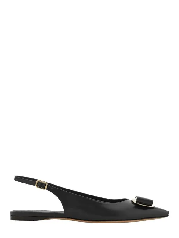 FERRAGAMO Zelmy Leather Flat Slingback - Black
