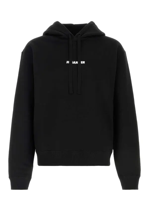 JIL SANDER Cotton Hooded Sweatshirt - Black