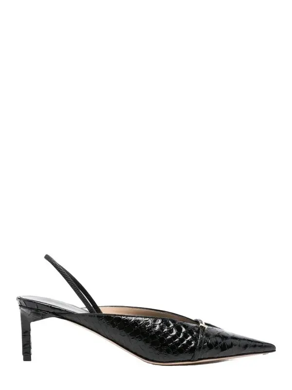 TOM FORD Julienne Python-effect Leather Slingback Pumps - Black