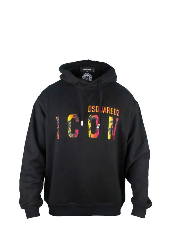 Dsquared2 Icon Logo Print Cotton Hoodie - Black