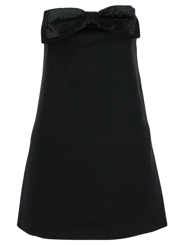 SELF-PORTRAIT Sleeveless Mini Dress With Oversize Beaded Bow - Multicolor
