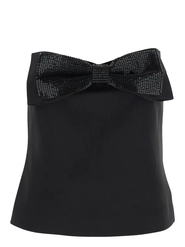 SELF-PORTRAIT Sleeveless Bandeau Top With Bow Detail - Multicolor
