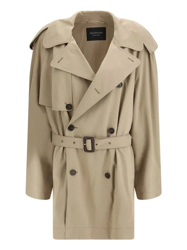 Balenciaga Belted Double-breasted Trench Coat - Cream