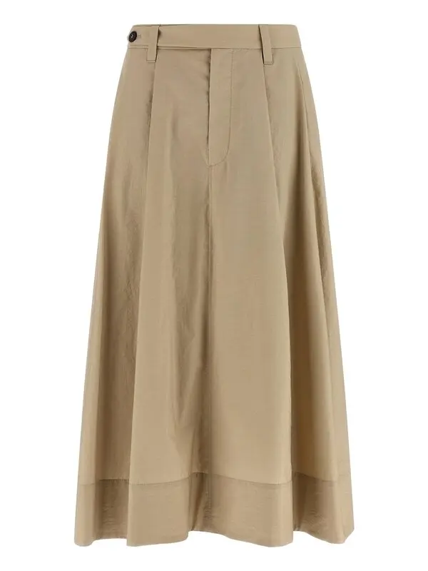 Brunello Cucinelli Flared Cotton Skirt - Cream