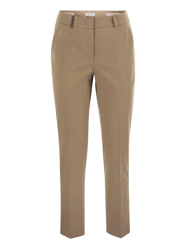 Peserico Light Cotton Satin Cigarette Trousers - Cream