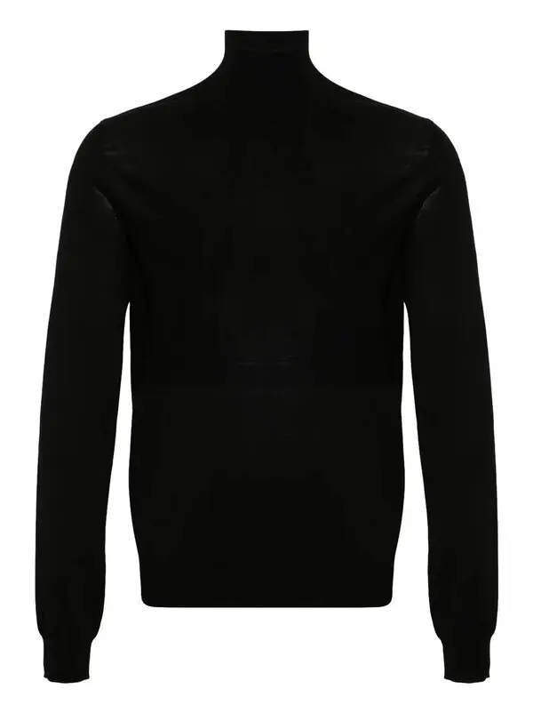 JIL SANDER Long Sleeve Wool Turtleneck Jumper - Black