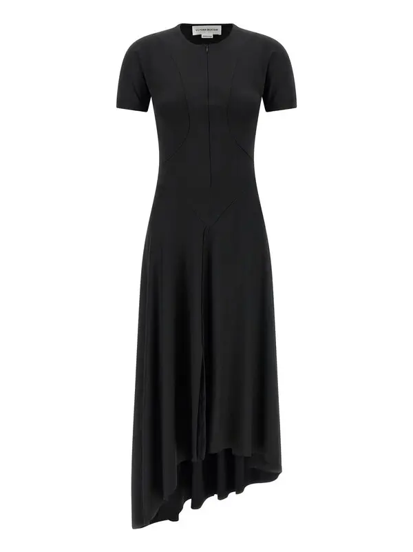 Victoria Beckham Zipped Front Midi Dress - Black