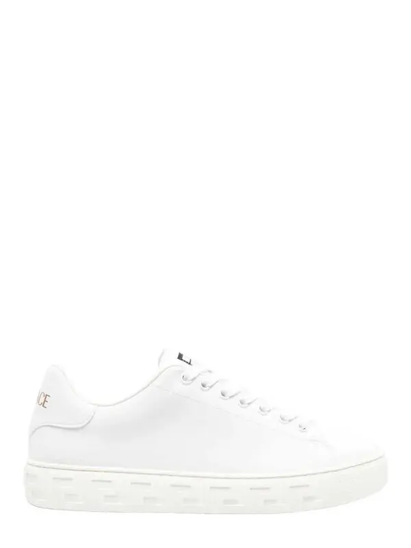 Versace Greca Print Leather Low Top Sneakers - White