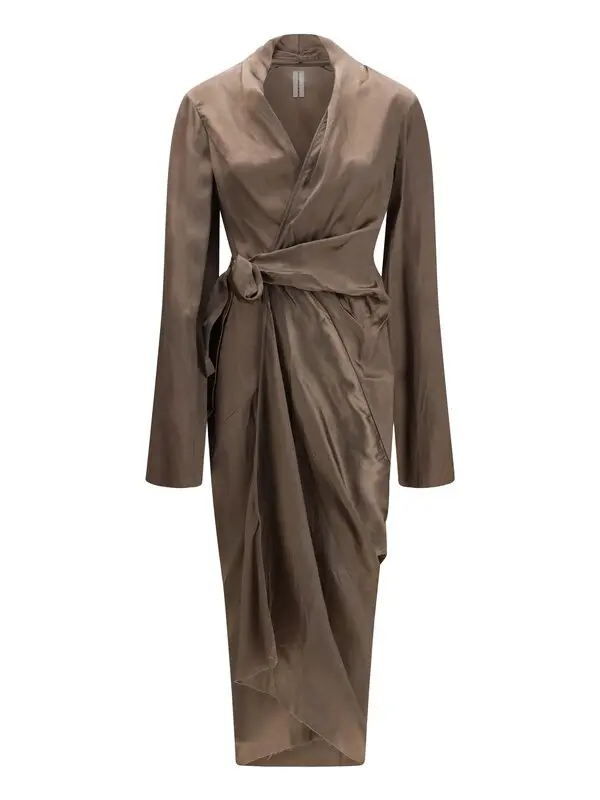 Rick Owens Asymmetric Wrap Dress With Knot Fastening - Brown