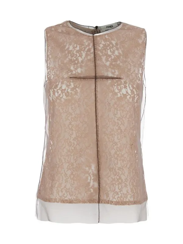 Fendi Lace And Tulle Top - Multicolor