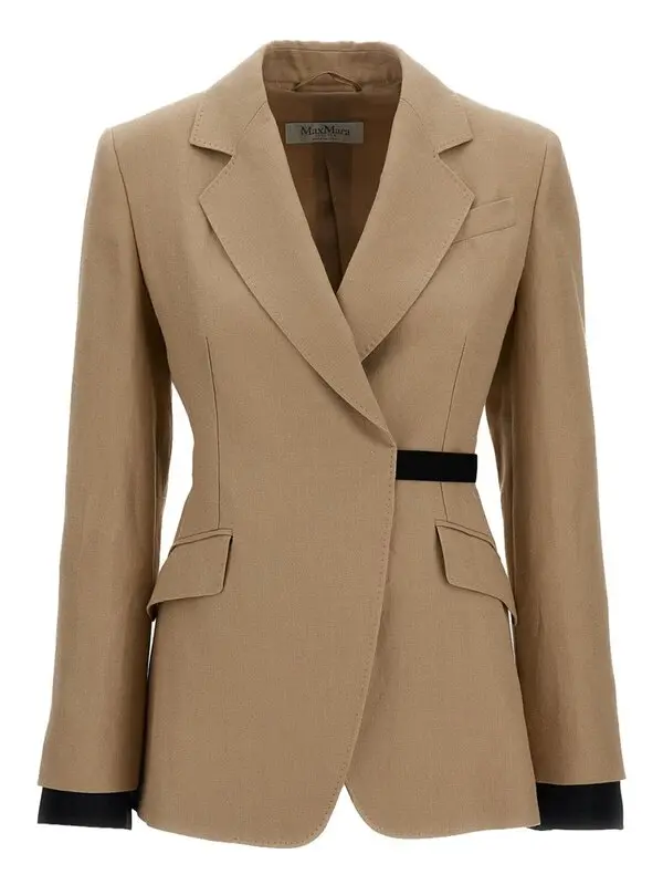 Max Mara Linen Jacket With Integrated Belt - Multicolor