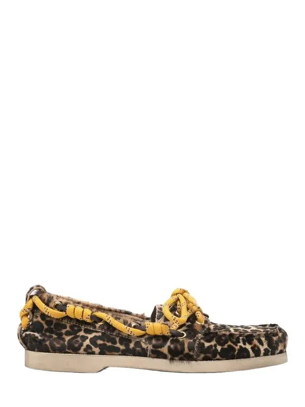 GOLDEN GOOSE Leopard-print Pony Skin Loafers With Hiking Cord - Brown