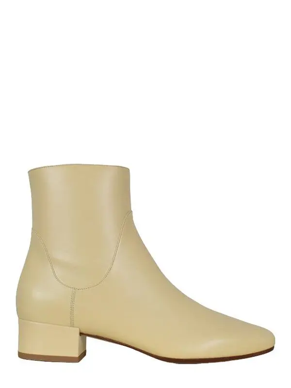 FRANCESCO RUSSO Leather Ankle Boots With Zip Closure - Cream