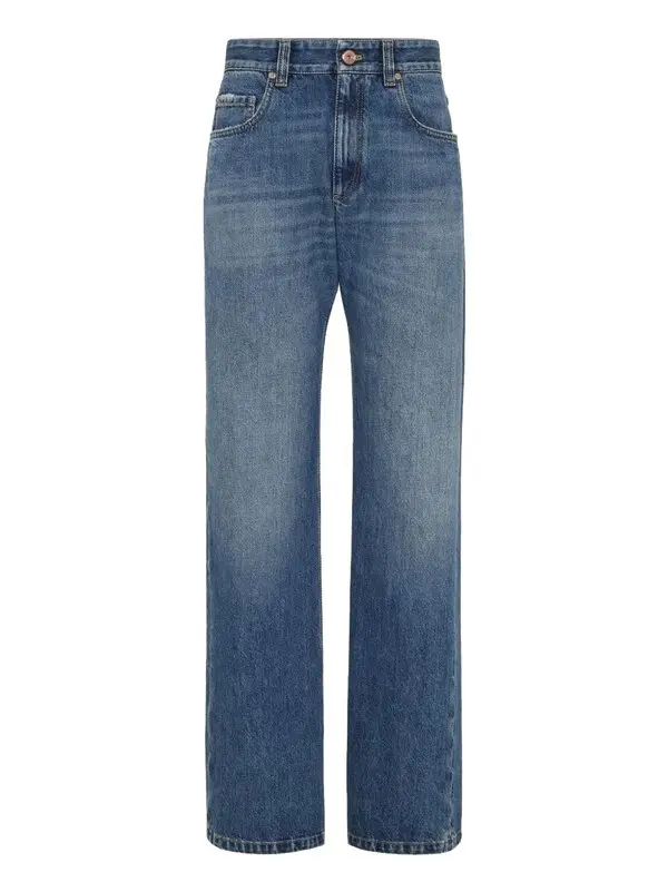 Brunello Cucinelli High-waisted Five-pocket Cotton Jeans - Blue