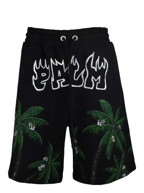Palm Angels Cotton Printed Shorts - Black