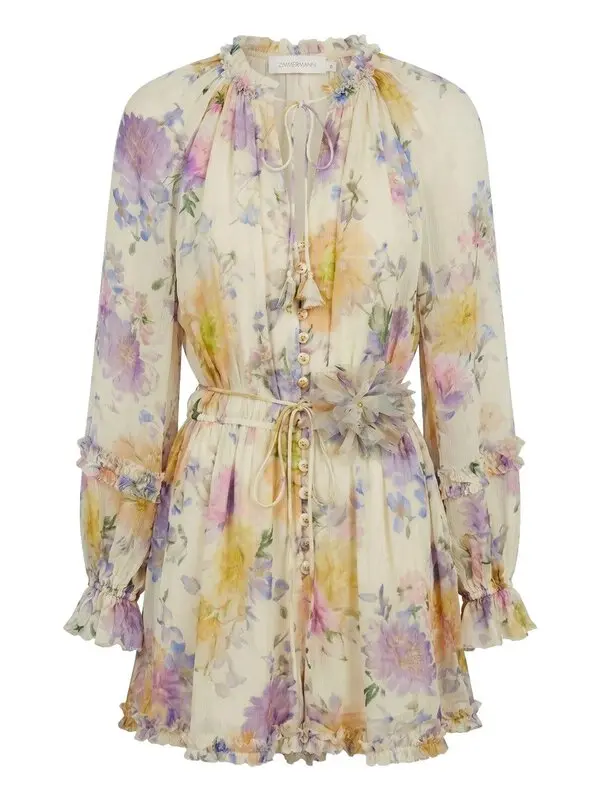 Zimmermann Luna Ruffle Playsuit - Multicolor