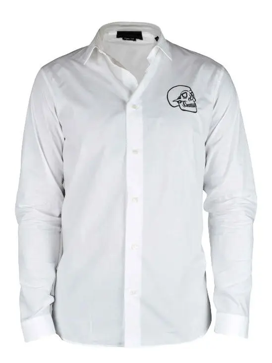 Philipp Plein Gold Cut Ls Skull Shirt - White