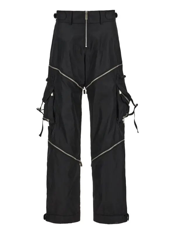 Off-White Cargo Trousers With Zip Detailing - Multicolor