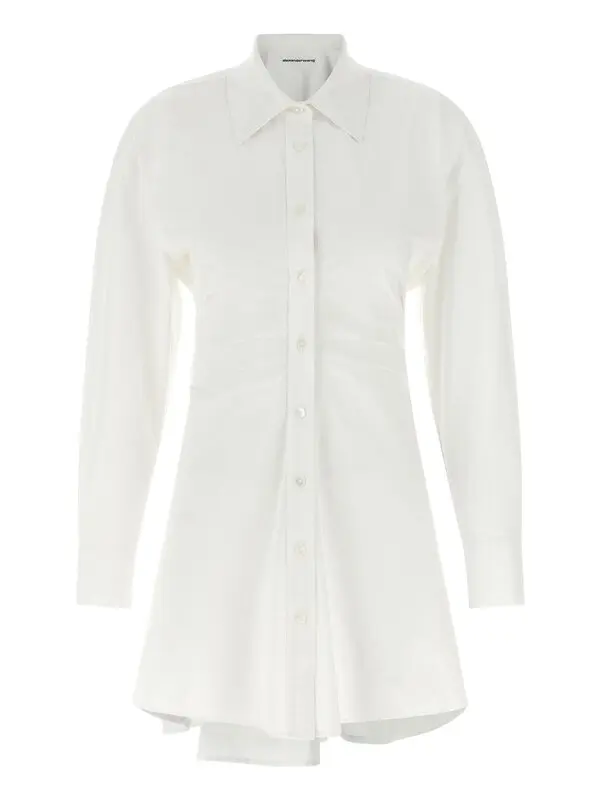 Alexander Wang Cotton Poplin Chemisier Dress With Back Zip Detail - White