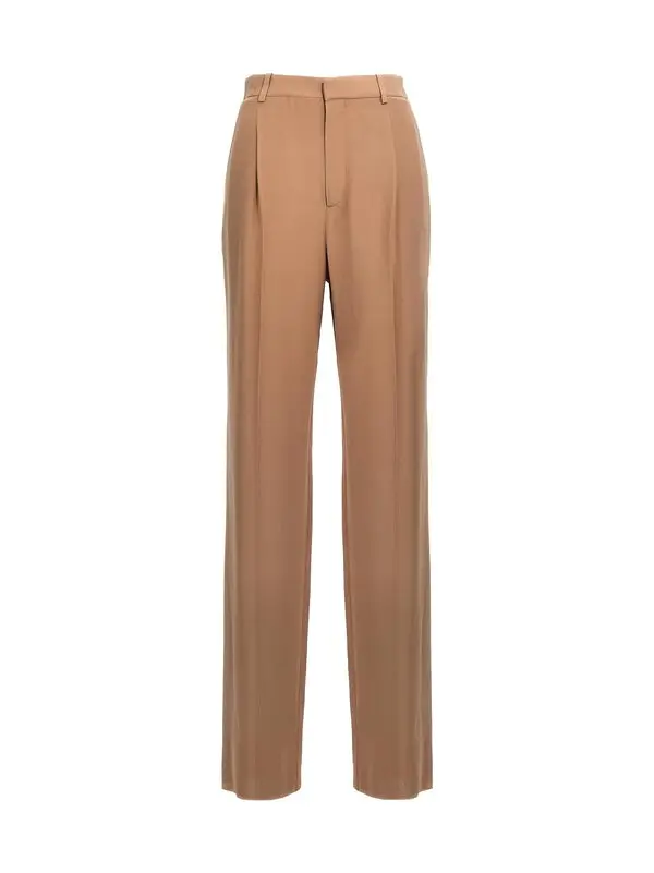 Saint Laurent Silk Crepe Pants - Cream