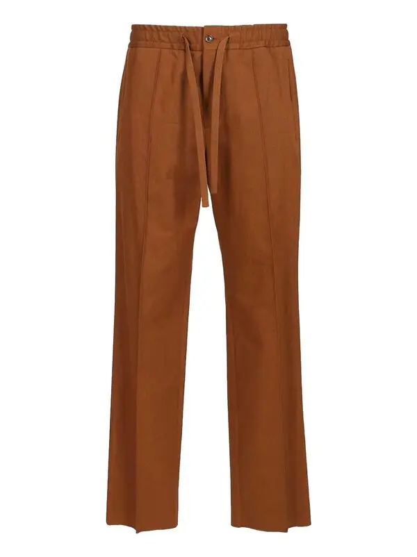 Valentino Garavani Classic Cotton Trousers With Pleats - Brown