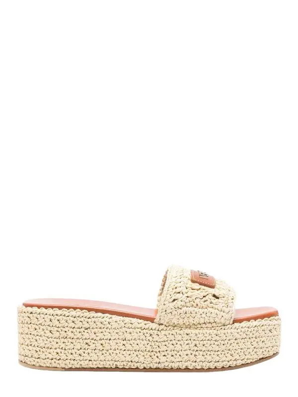 Versace Raffia Logo Platform Sandals - Multicolor