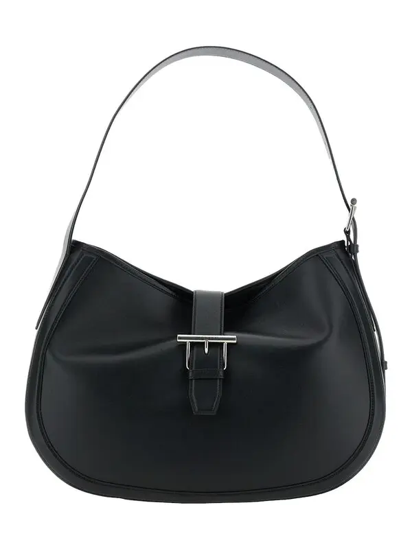 Alexander McQueen Leather Shoulder Bag With T Buckle Closure - Black