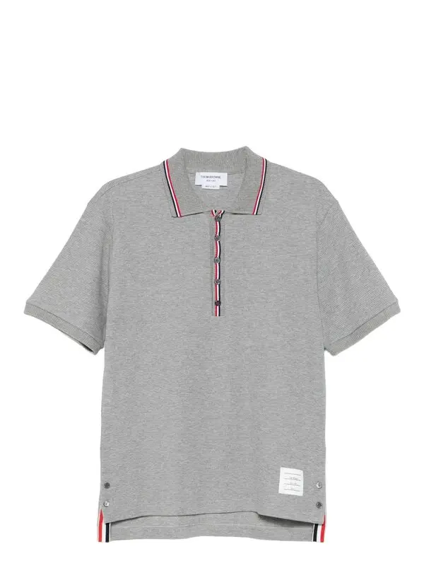 Thom Browne Cotton Polo With Logo Embroidery - Gray