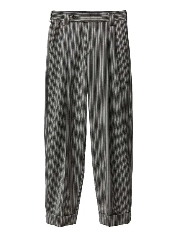 Versace Striped Pleated Trousers - Black