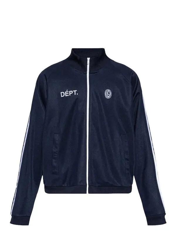 GALLERY DEPT. Navy Sport Jacket With Striped Sleeves And Embroidered Logo - Blue