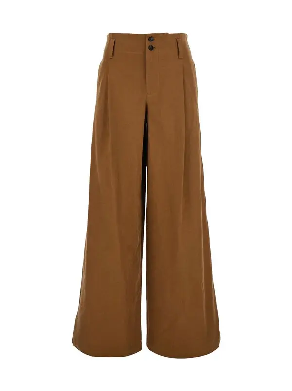 Chloé Cotton Wide Leg Pants With Belt Loops - Multicolor