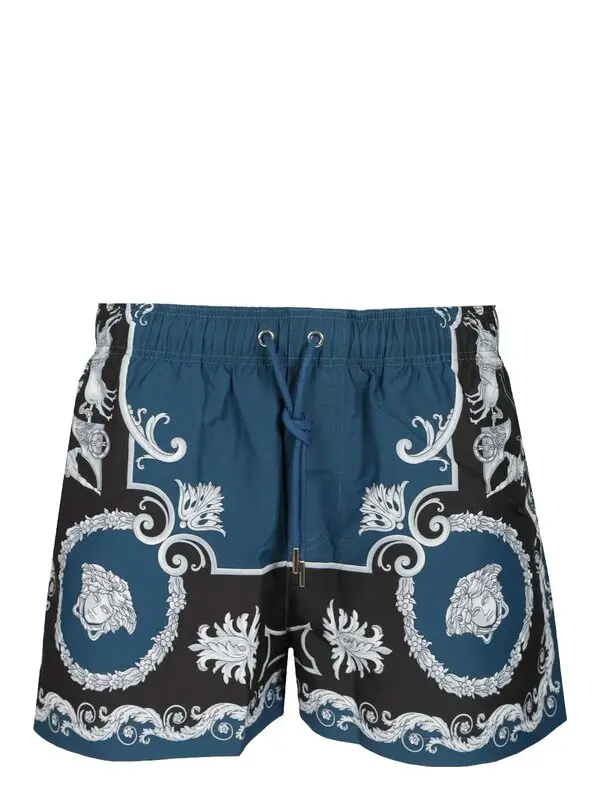Versace Baroque Print Swim Shorts - Blue