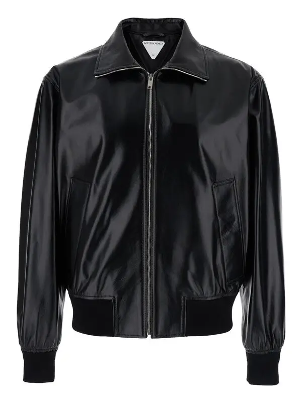 Bottega Veneta Leather Bomber Jacket - Multicolor